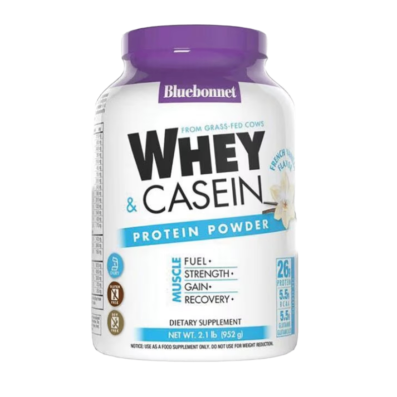 Bluebonnet - Whey & Casein Protein Powder (French Vanilla) - 2.1 lb ...