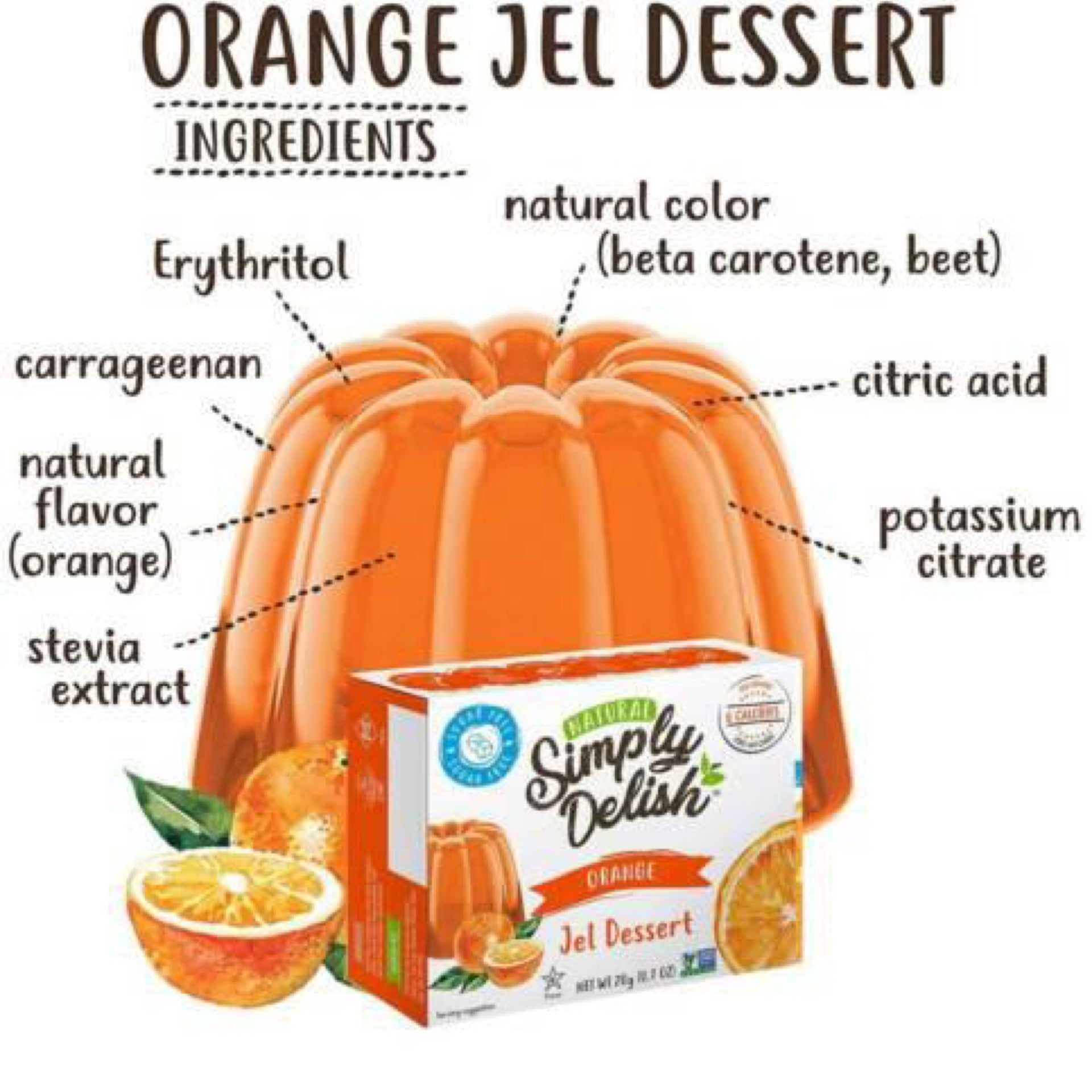 Simply Delish Plant Based Natural Orange Jel Dessert – 6 Pack – Zero ...